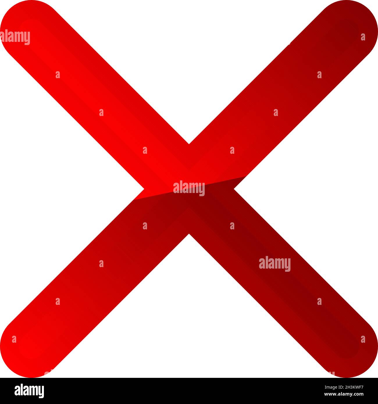Lettre X rouge, signe, signal.Restriction, interdiction, alignement ...