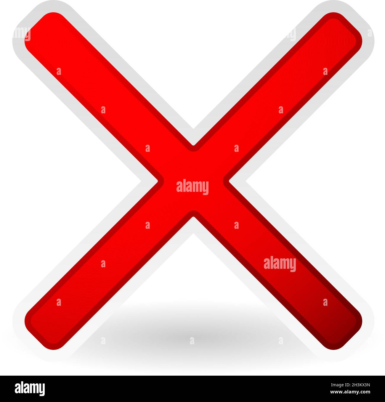Lettre X rouge, signe, signal.Restriction, interdiction, alignement ...
