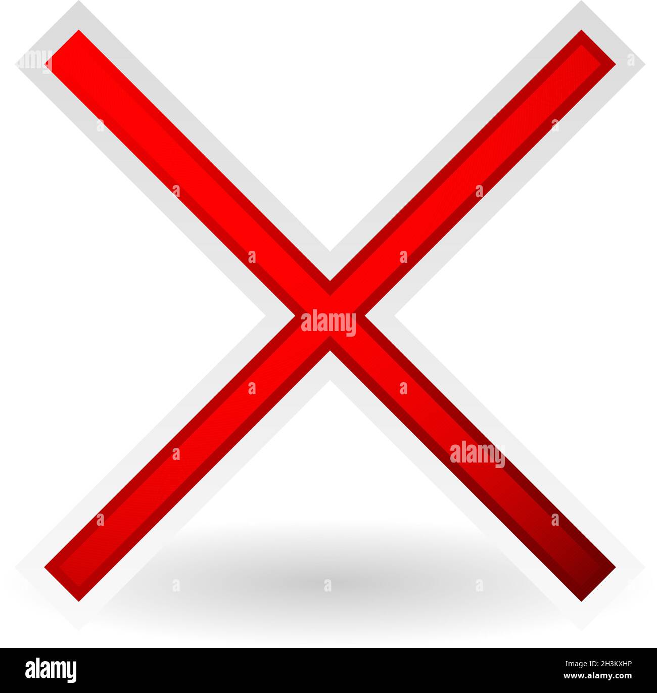Lettre X rouge, signe, signal.Restriction, interdiction, alignement ...