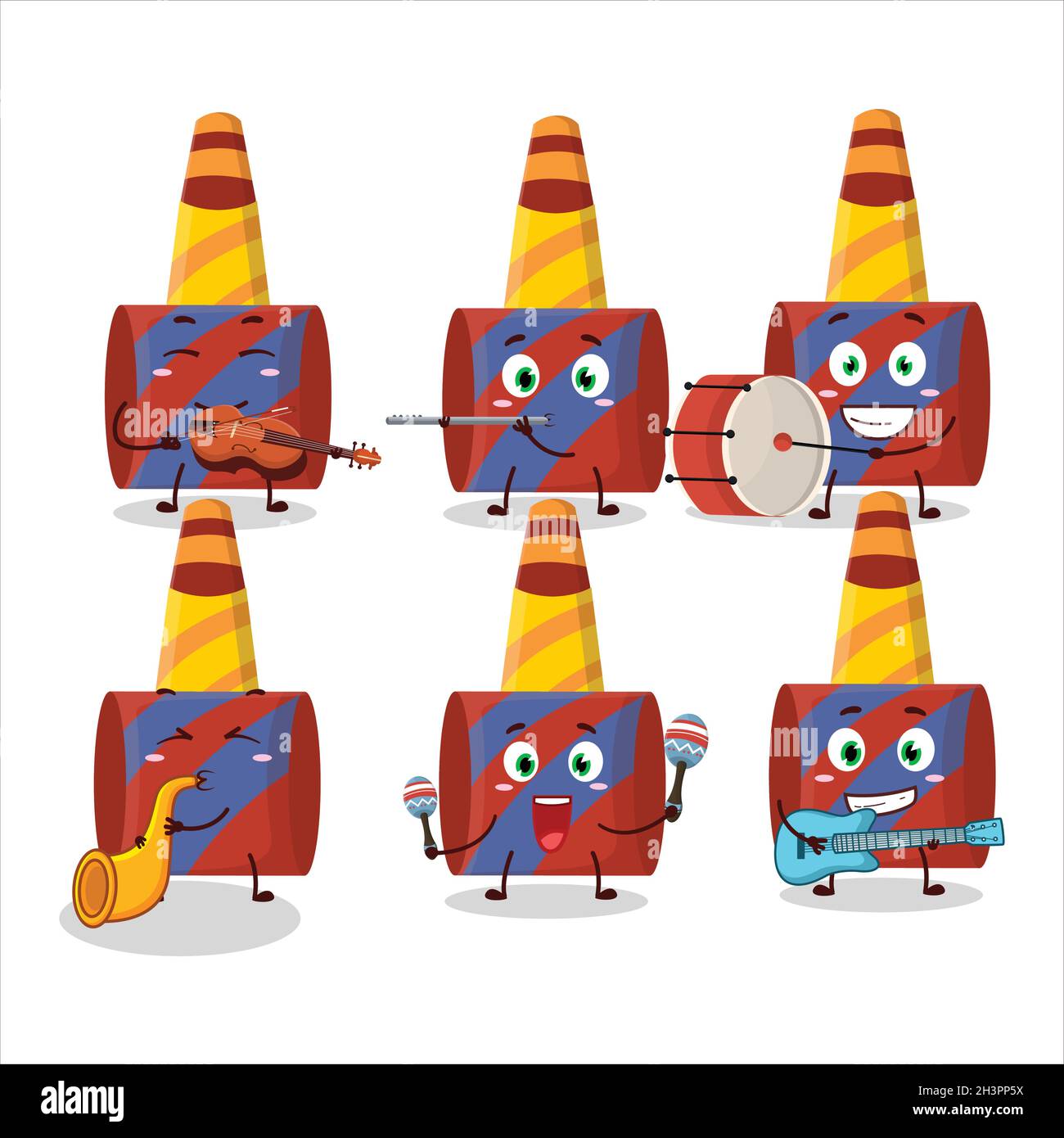 Personnage de dessin animé de la souffleur de parti rouge jouant ...