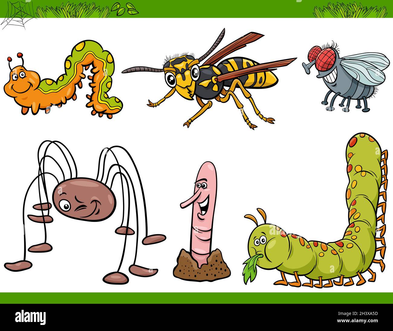 Drôle insectes personnages ensemble dessin animé illustration Photo ...