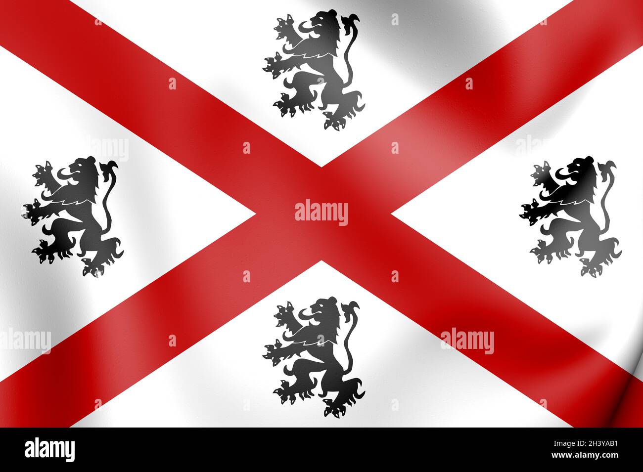 Drapeau 3D de Seraing (province de Liège), Belgique. Illustration 3D ...