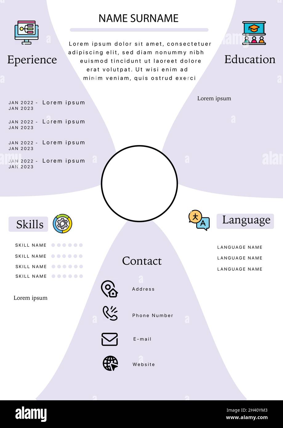 Resume cv curriculum vitae template Banque d'images vectorielles - Page ...