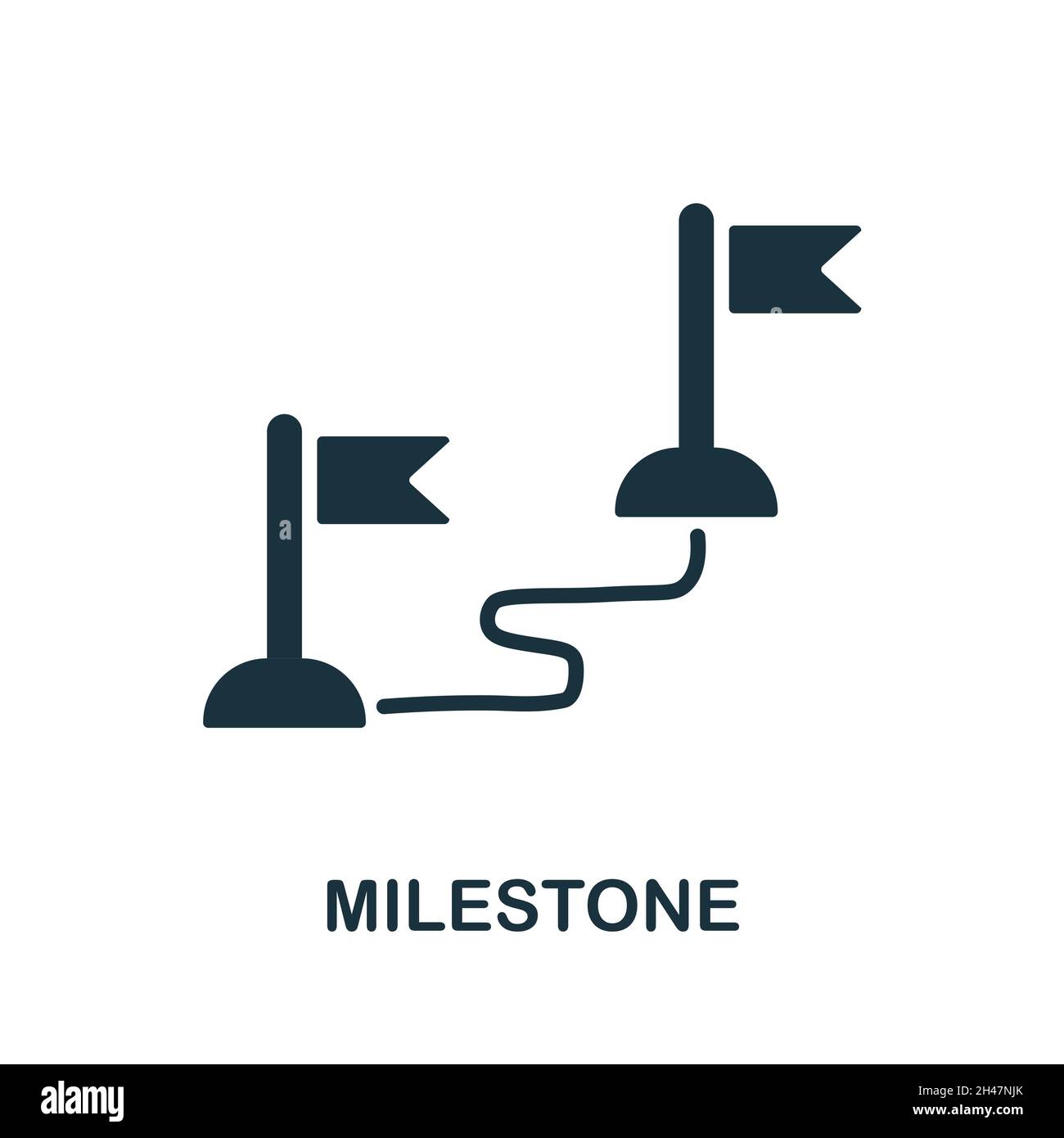 Icône jalon.Panneau monochrome de la collection de développement de ...