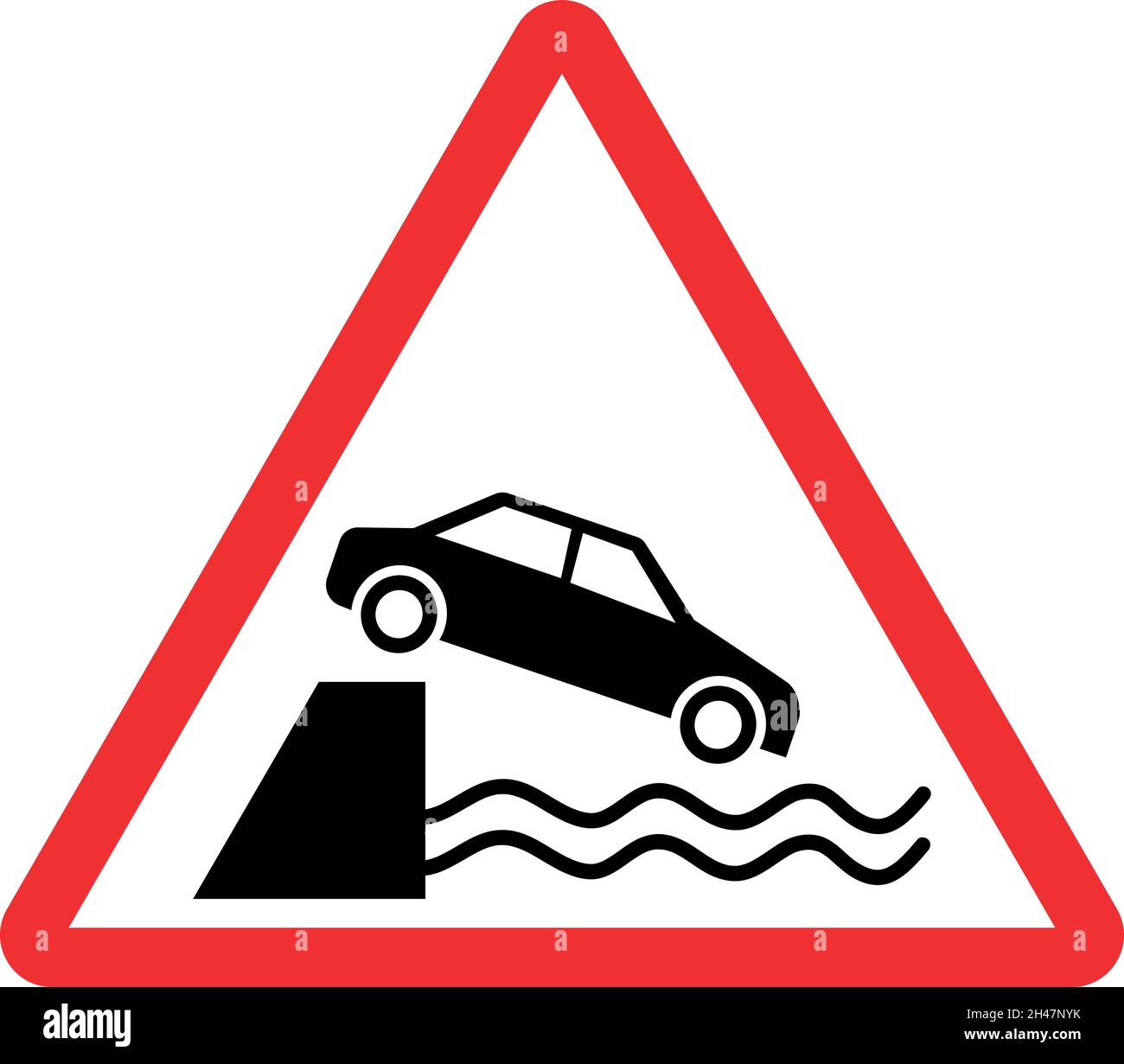 Le cours d'eau devant le panneau de signalisation.Signes et symboles de ...