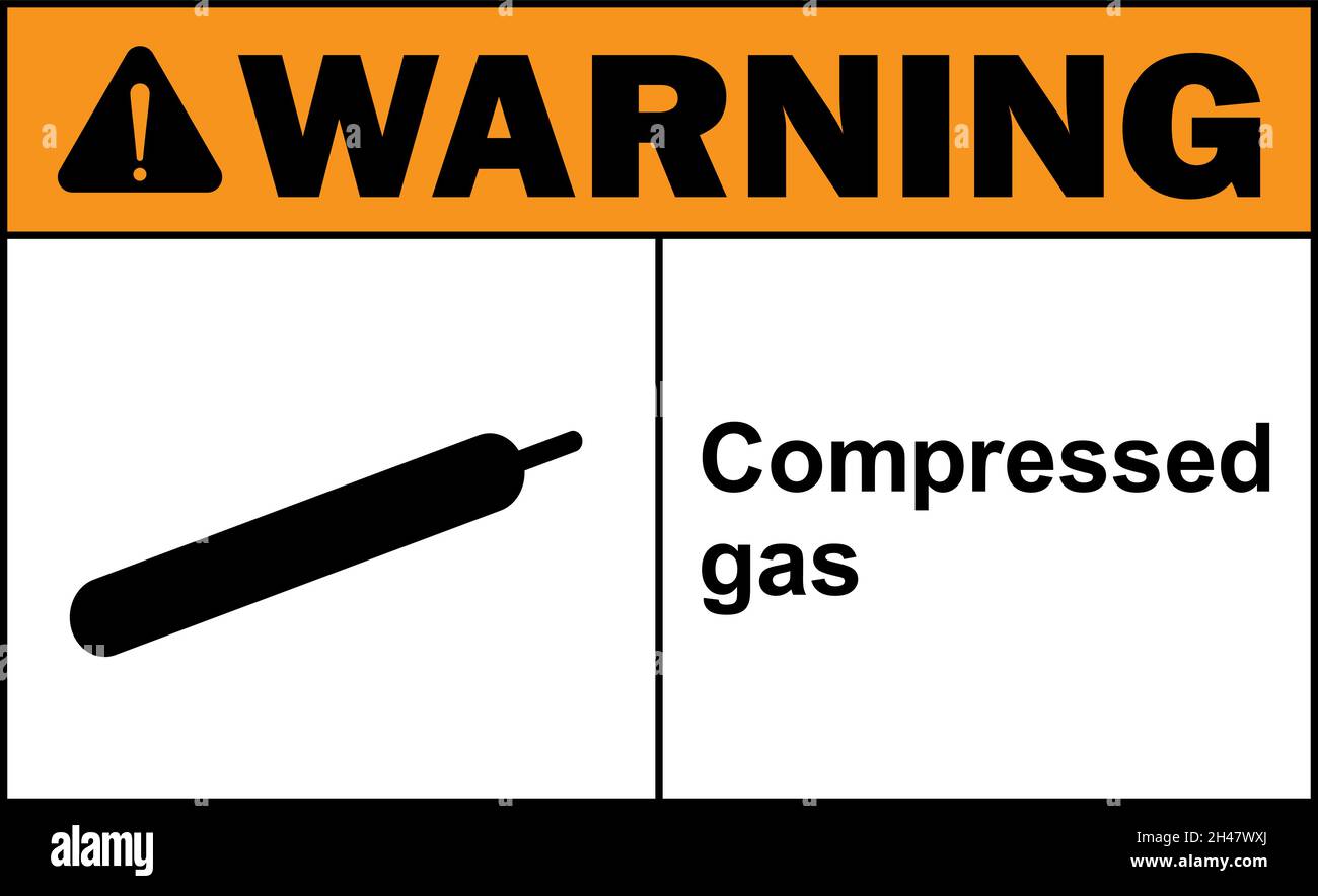 Panneau d'avertissement de gaz comprimé.Symboles et symboles de ...