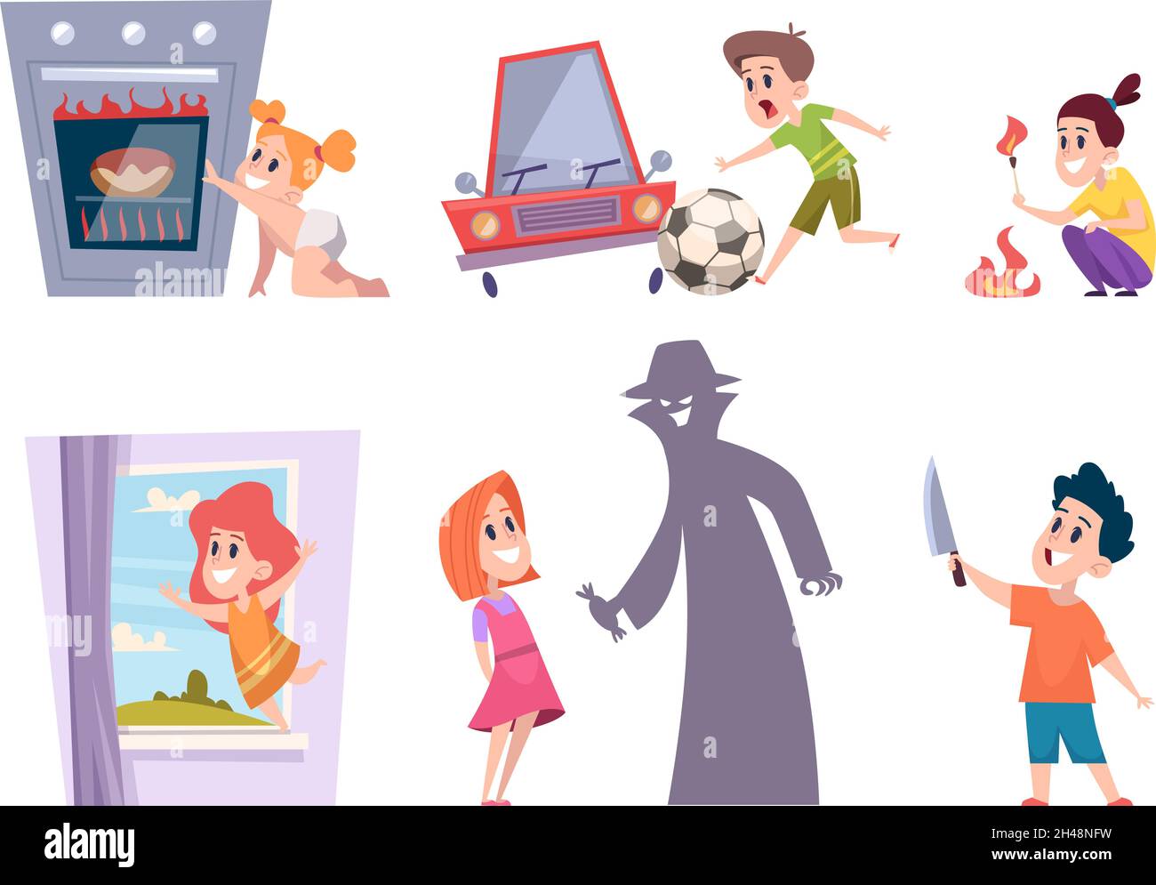 Enfants dangereux.Enfants situation jouer à des jeux de risque avec l ...