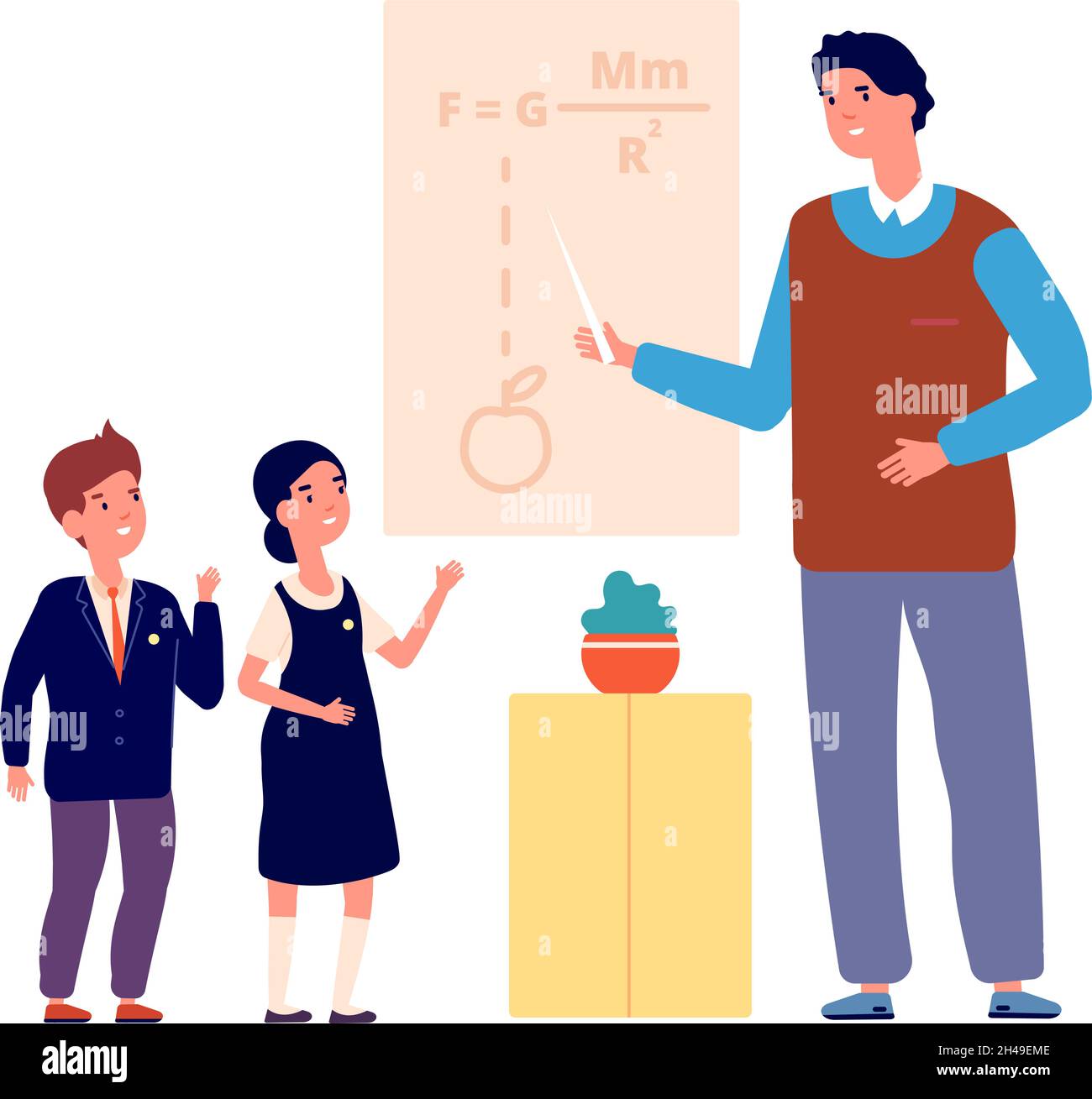 Éducation des enfants.Leçon d'école, professeur de dessin animé ...