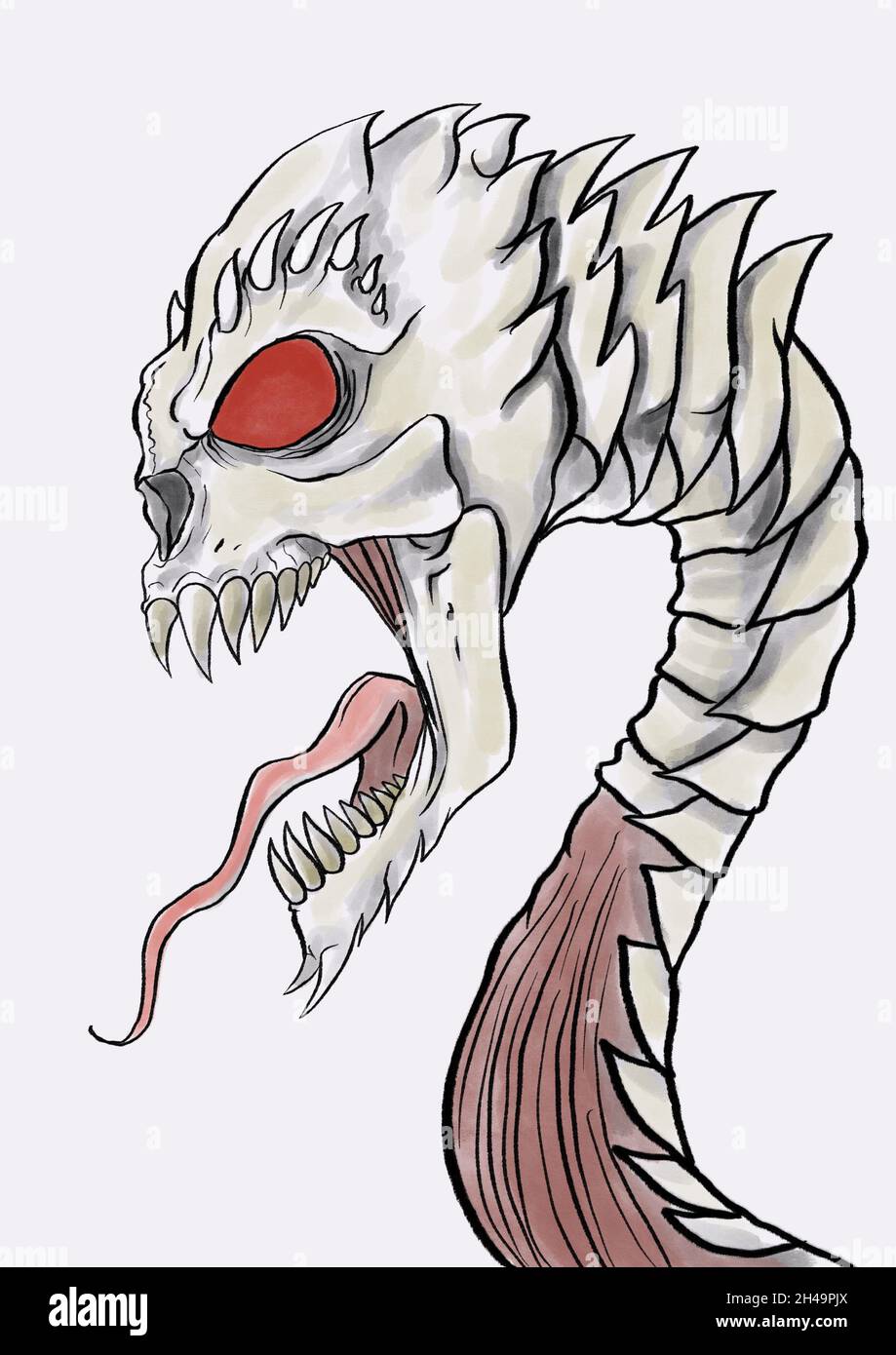 une illustration de monstre de serpent à squelette créepy Photo Stock ...