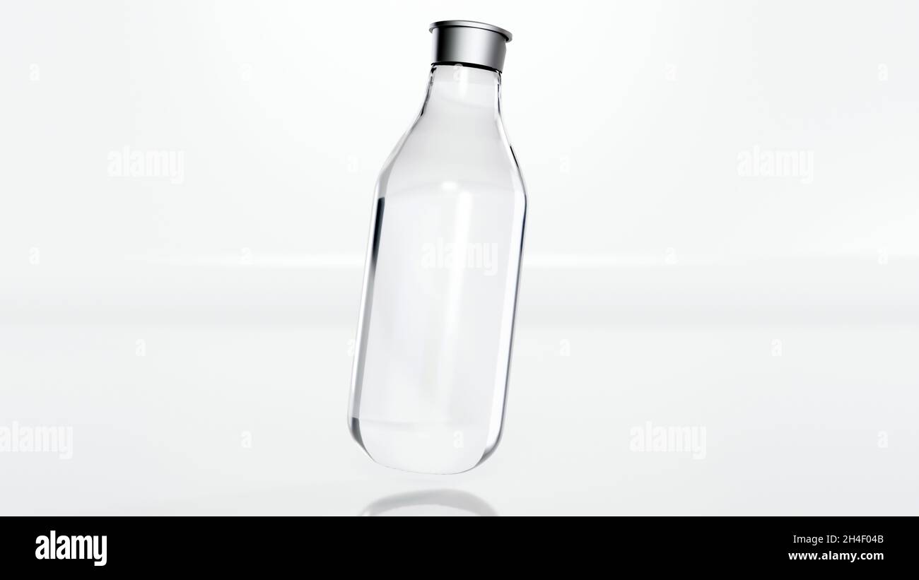 Flacon en verre avec bouchon argenté.Bouteille en plastique réaliste ...