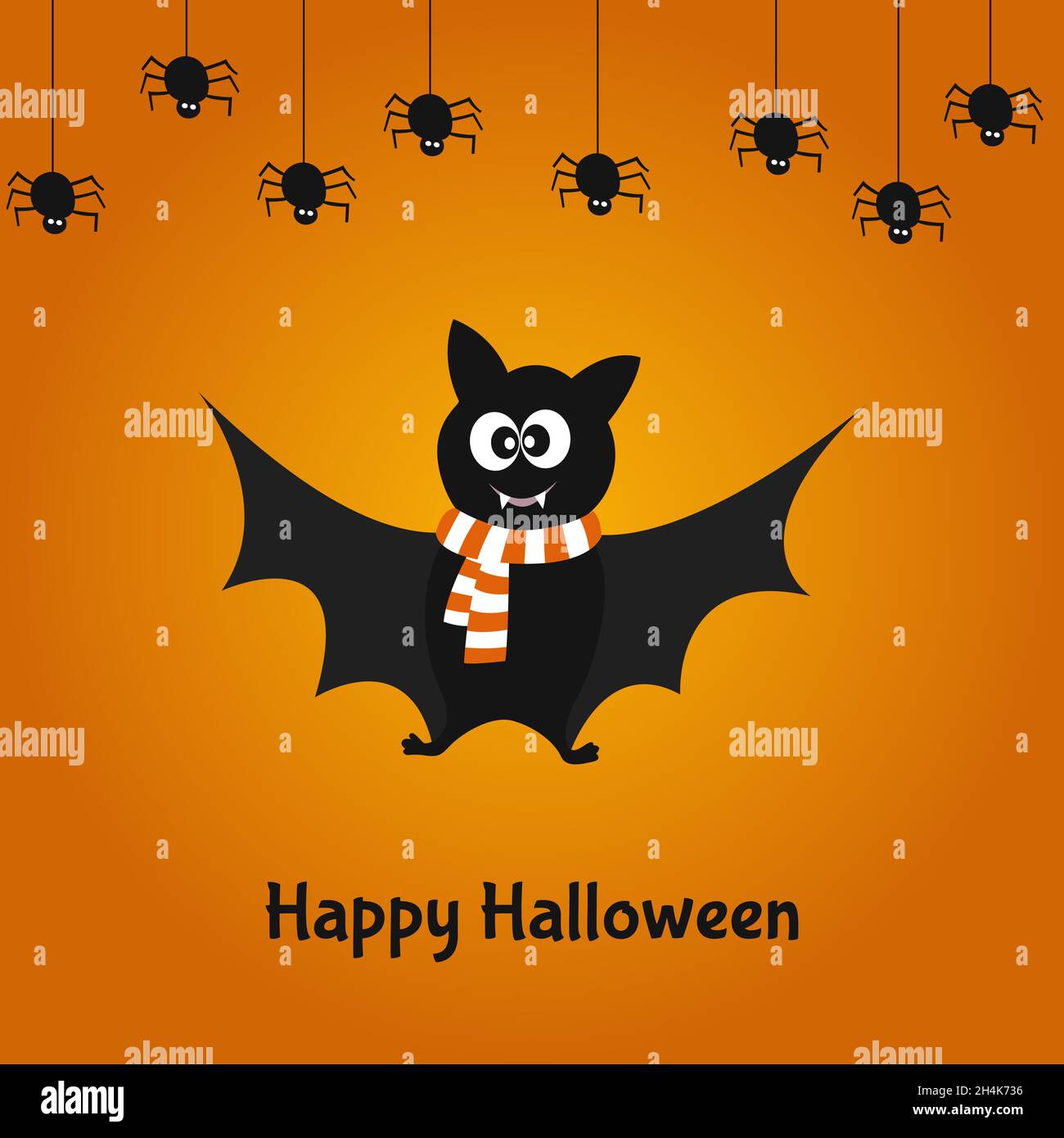 Dessin animé chauve-souris et araignées.Carte Happy Halloween ...