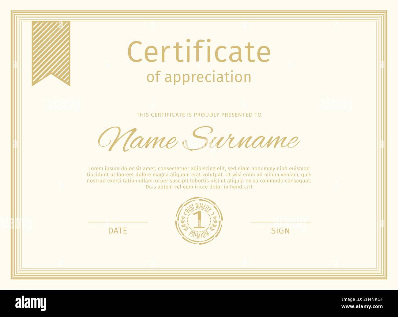 Bordure de certificat.Cadre en linel beige pour certificat vierge ...