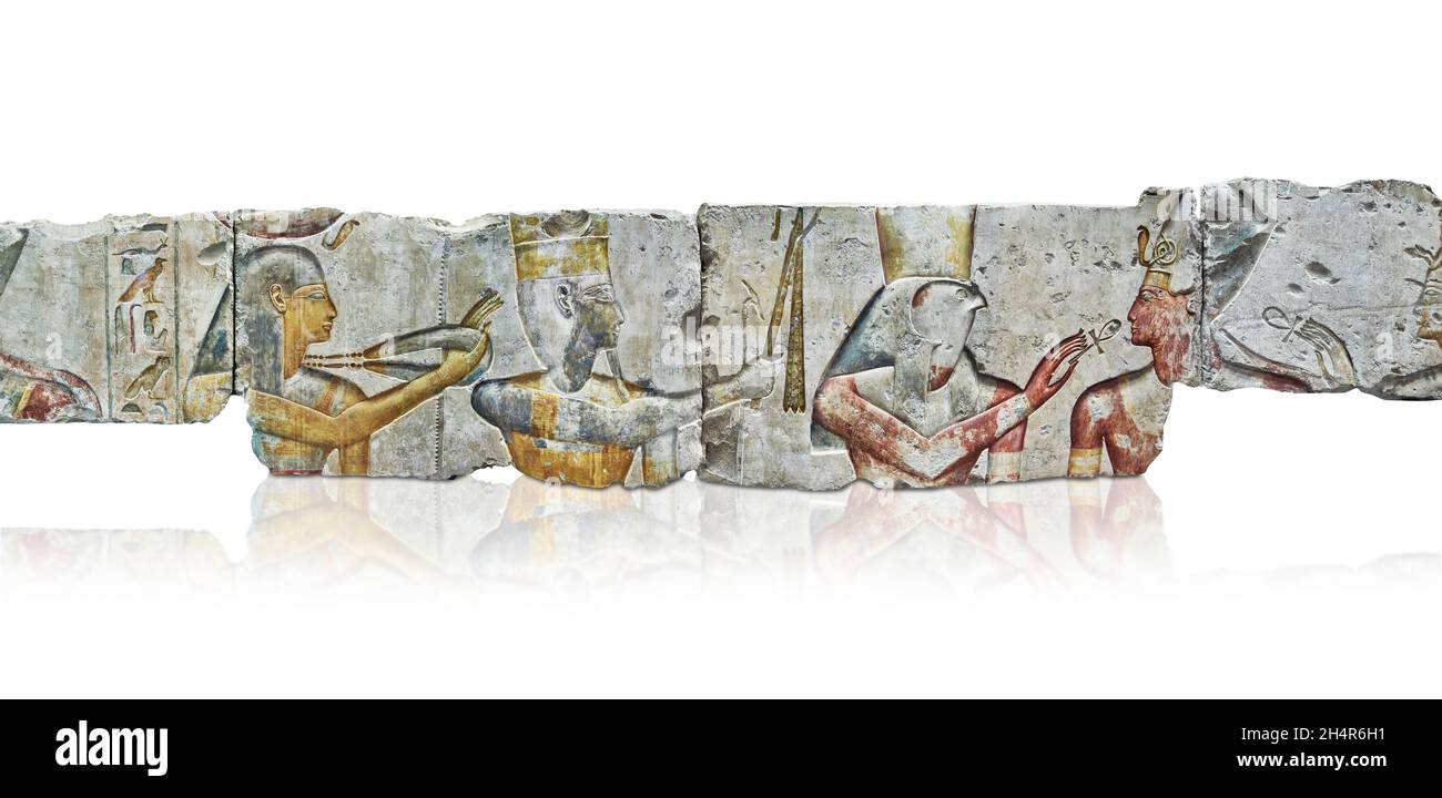 Décoration de tombeau égyptien d'Ancinet représentant Ramesses II et ...