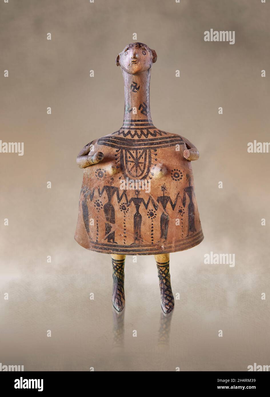Figurine géométrique grecque en terre cuite connue sous le nom de ...