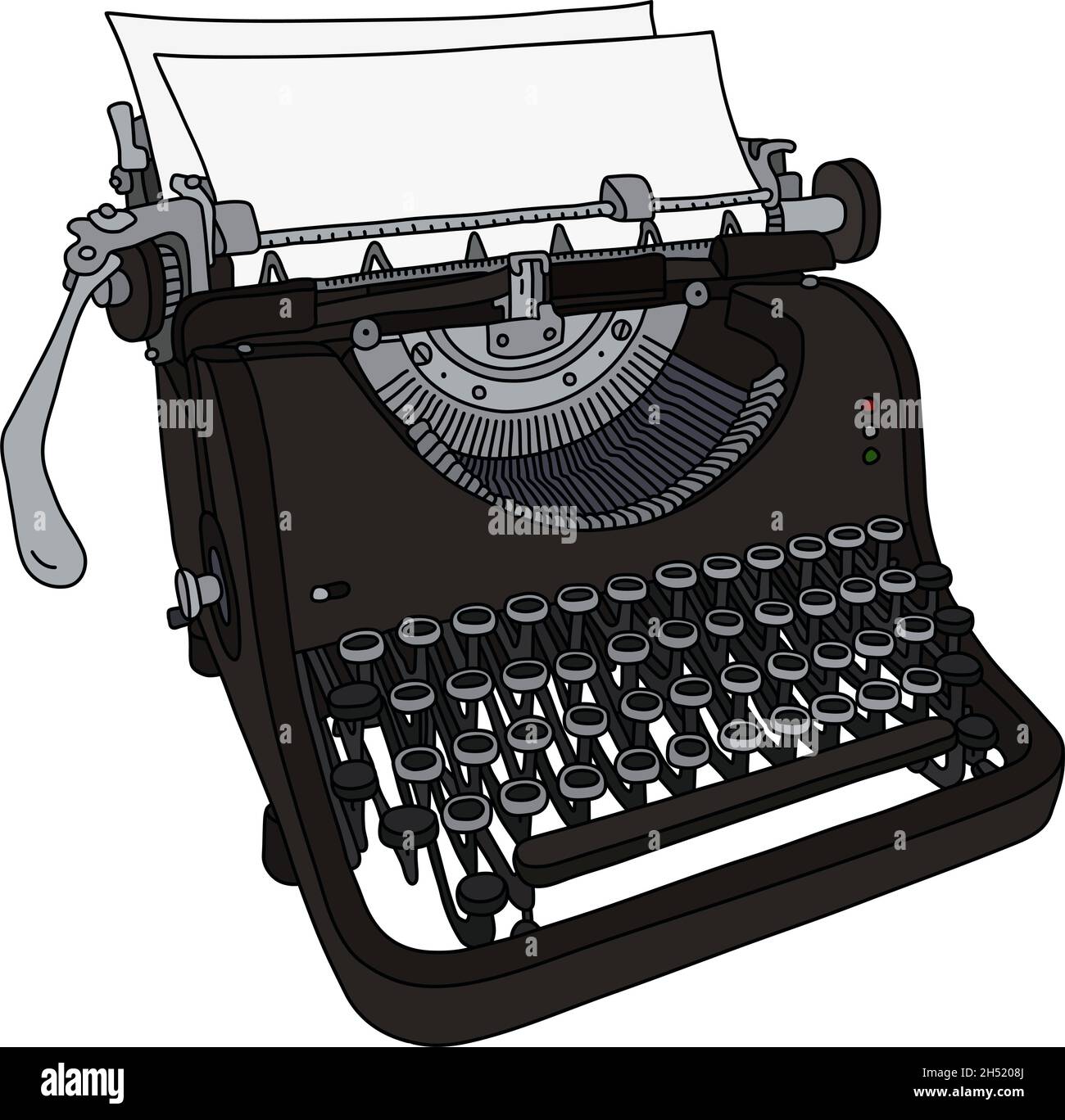 Le dessin à la main vectorisé d'une machine à écrire vintage Image ...