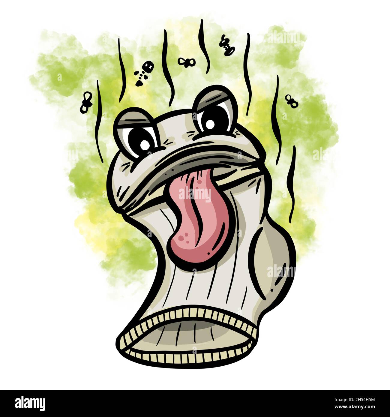 Dessin animé odeur Stinky non lavé Sock Illustration Photo Stock - Alamy