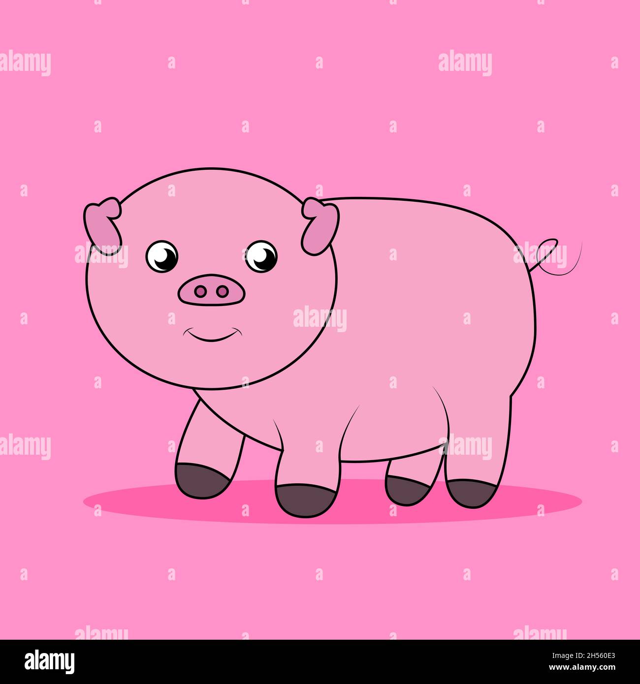 Illustration de dessin vectoriel de porc mignon animal dessin animé ...