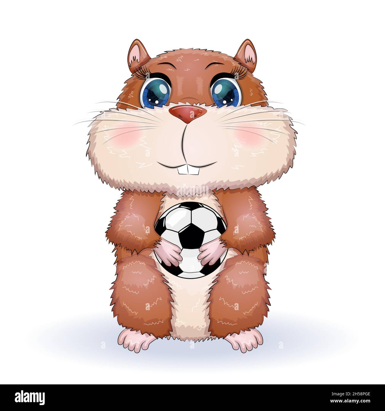Joli hamster avec jeu de ballon de football, personnages de dessin ...