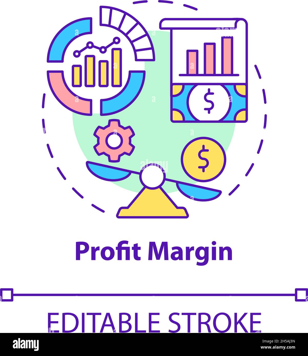 Icône de concept de marge bénéficiaire Image Vectorielle Stock - Alamy