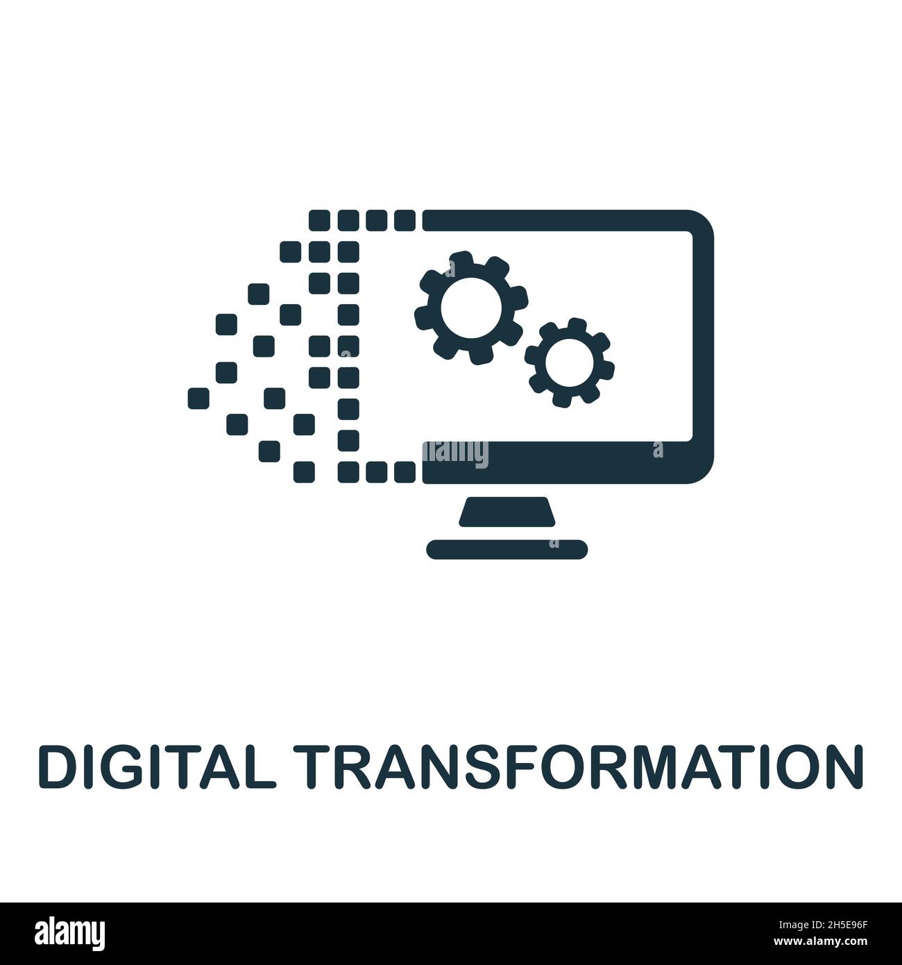 Icône transformation numérique.Panneau monochrome de la collection de ...