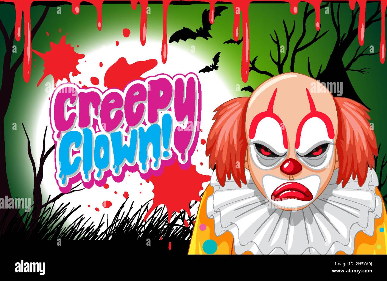 Affiche de clown créepy avec illustration de personnage de clown tueur ...