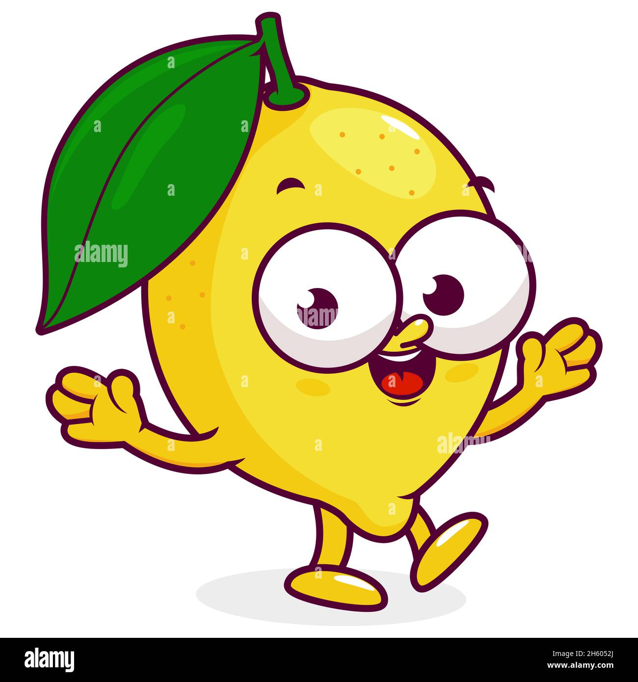 Drôle de personnage de dessin animé citron sur fond blanc Photo Stock ...