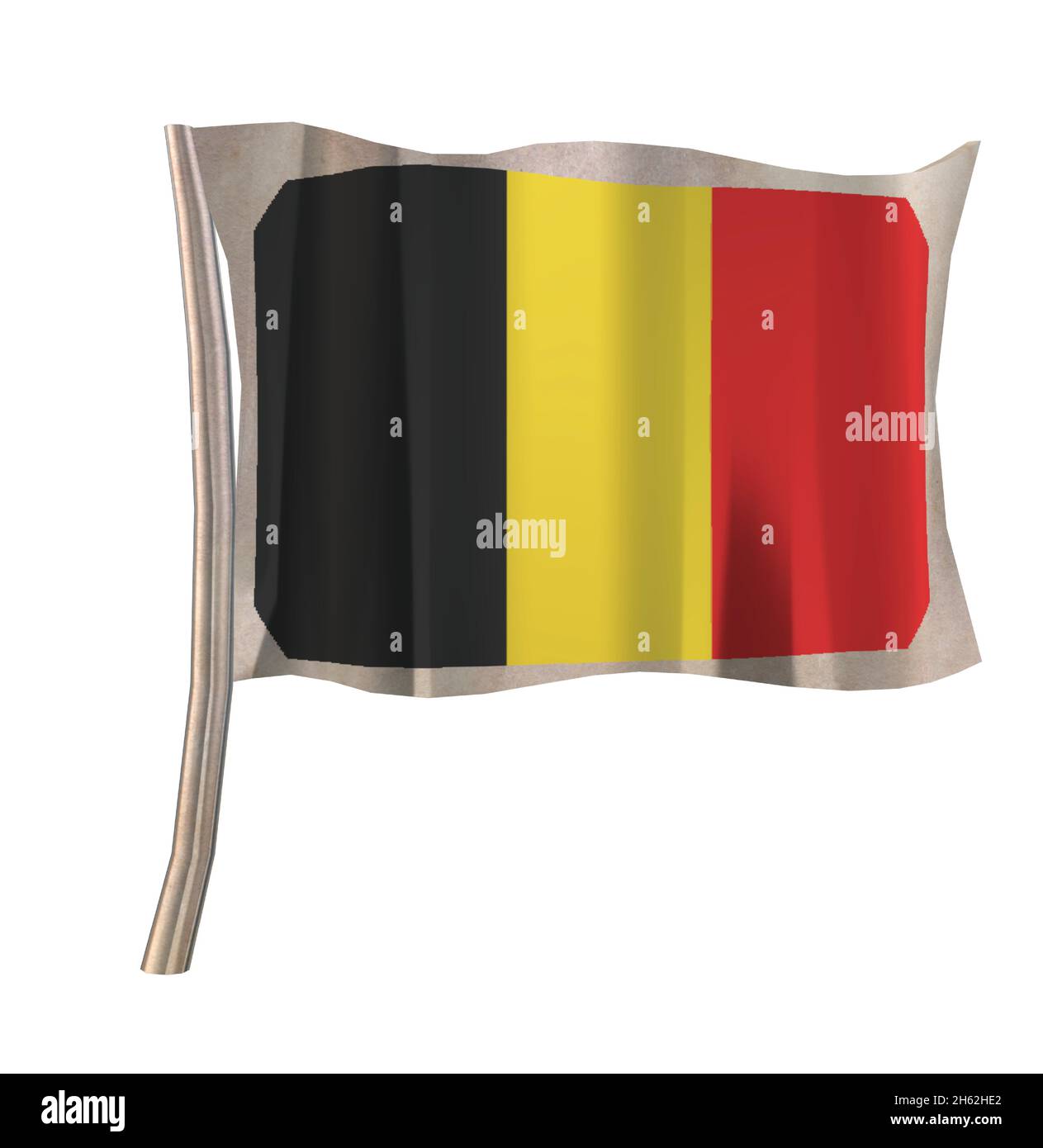 Drapeau belge en métal brillant avec pôle Image Vectorielle Stock - Alamy