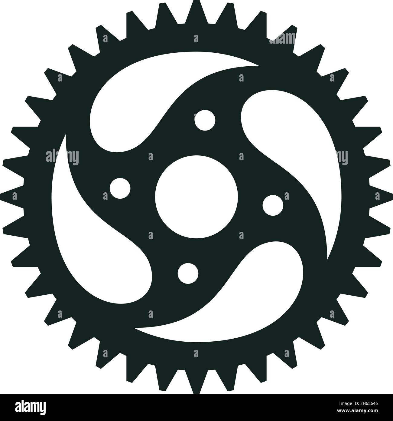 Symbole engrenage ou roue dentée sur fond blanc isolé.Molette en ...