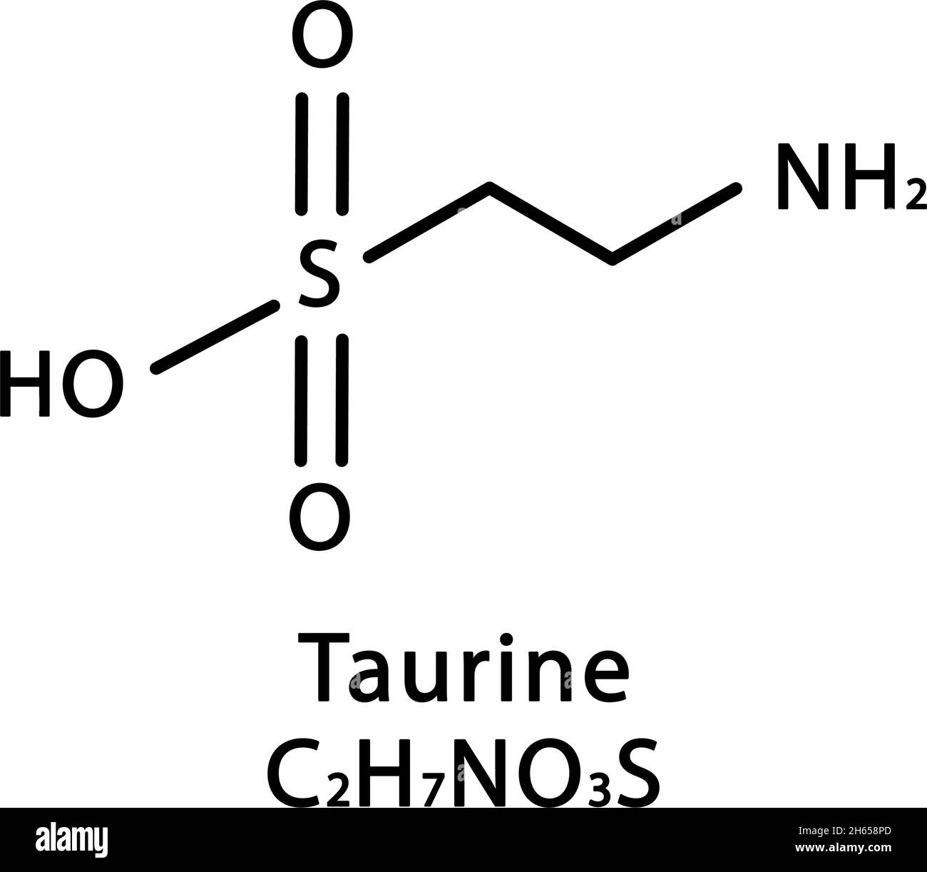Structure moléculaire de la taurine.Formule chimique du squelette de ...