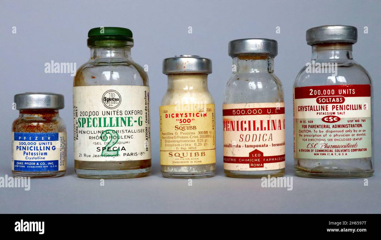 Vintage années 1950 vials de PÉNICILLINE G produit par CSC ...