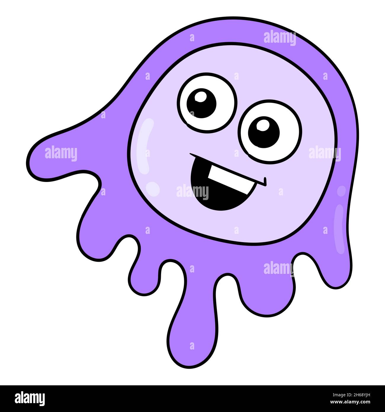 tête d'une créature liquide violette avec un visage souriant ...