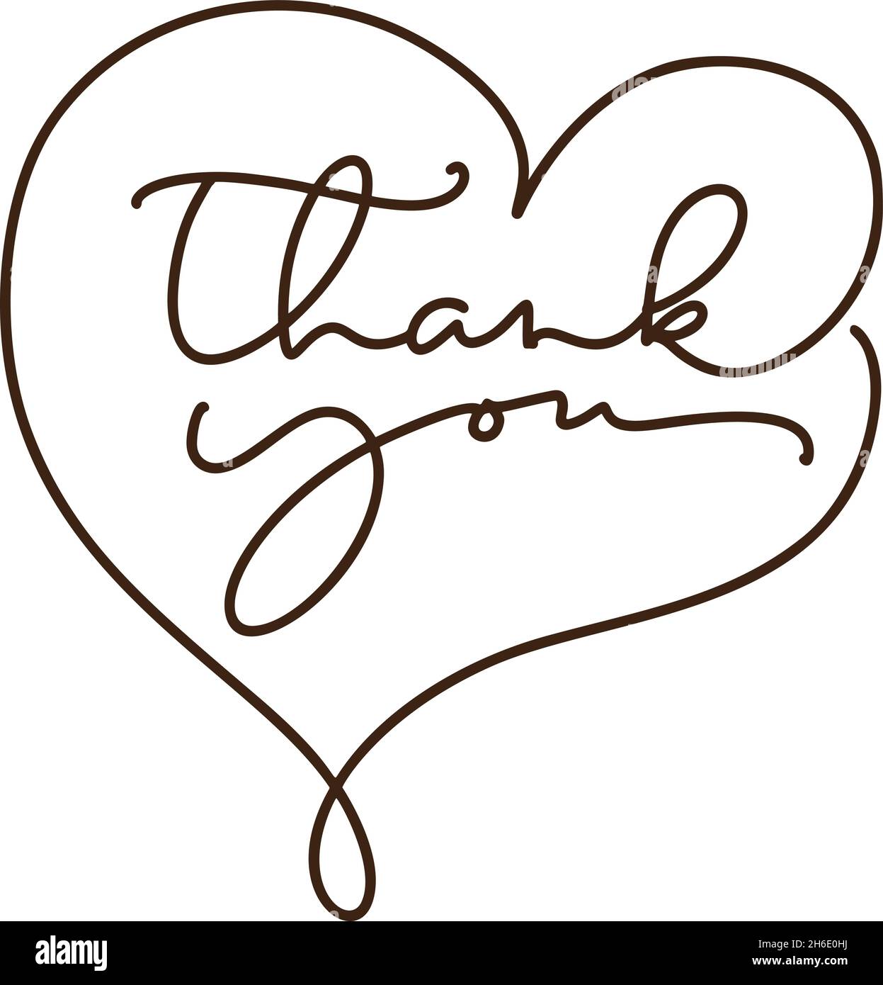 Dessin à la main vecteur monoline calligraphique vintage texte Merci en ...