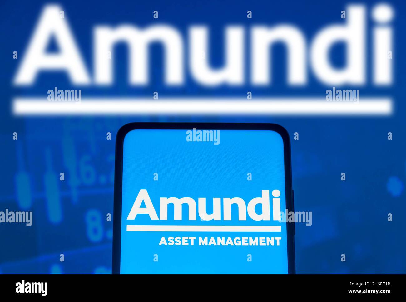 Dans cette illustration, un logo Amundi Asset Management apparaît sur l ...