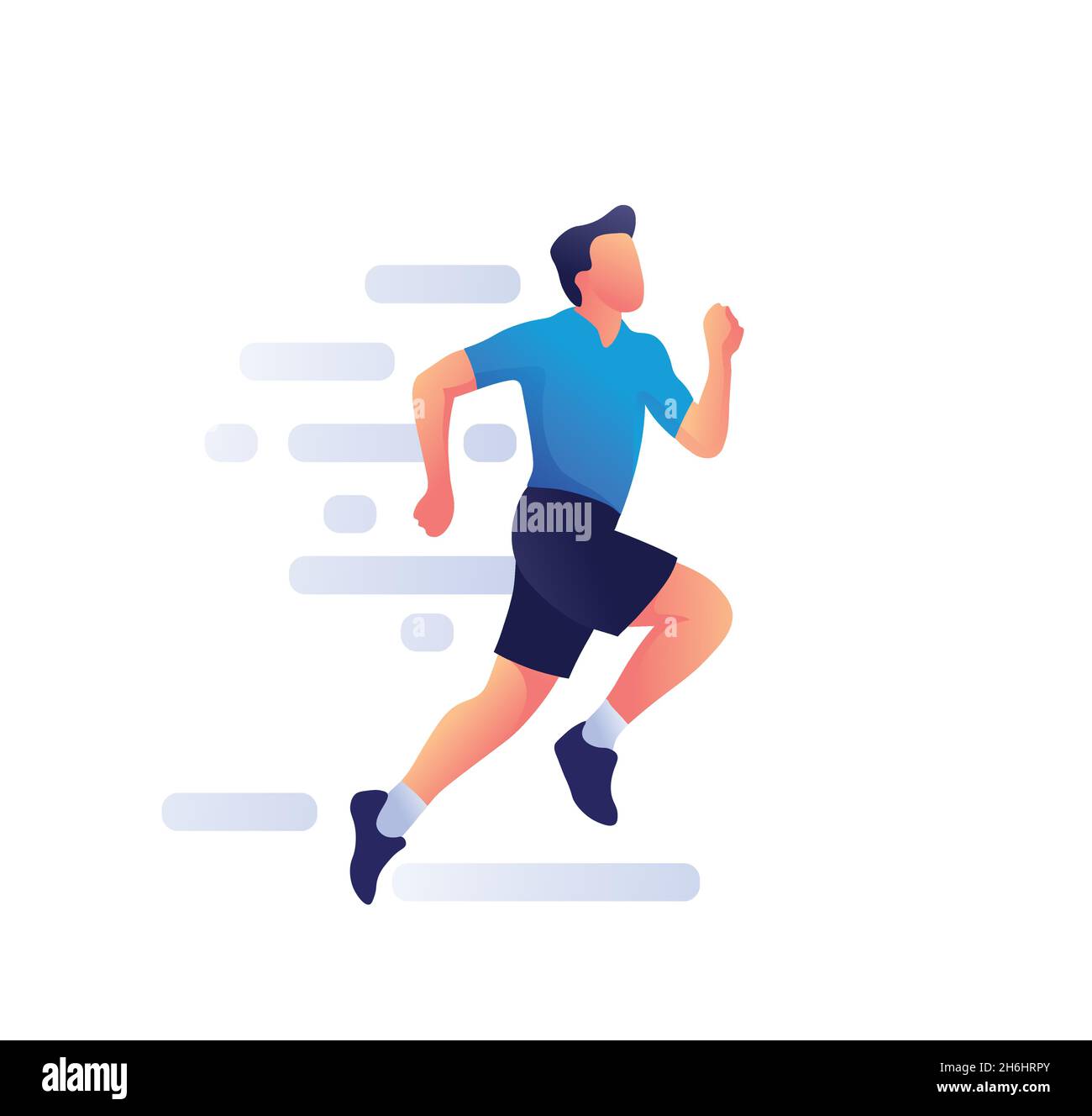 Homme en train de courir, personnage de dessin animé.Activité sportive ...