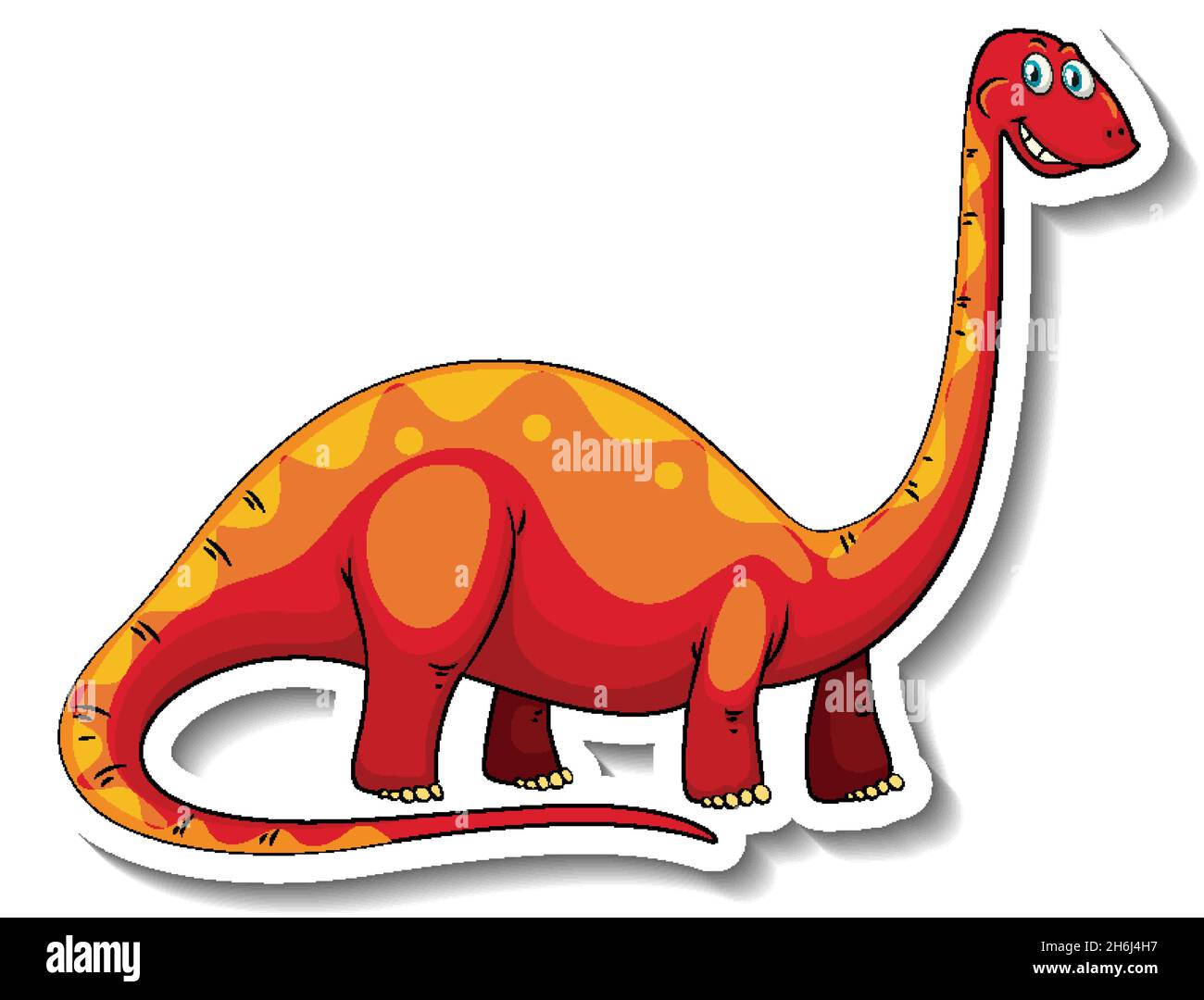 Illustration de l'autocollant de personnage de dessin animé de dinosaure de Brachiosaurus Image ...