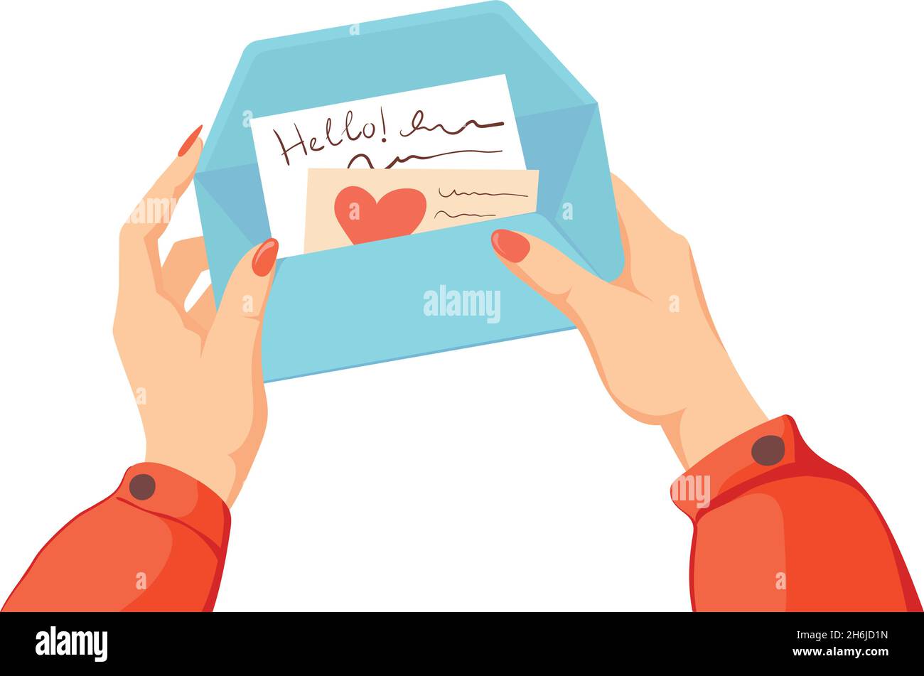 Mains tenant l'enveloppe ouverte.Écrire des lettres mail avec coeur ...