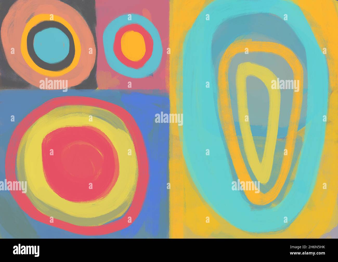 Joli art abstrait aux formes rondes et à la couleur carrée et primaire ...