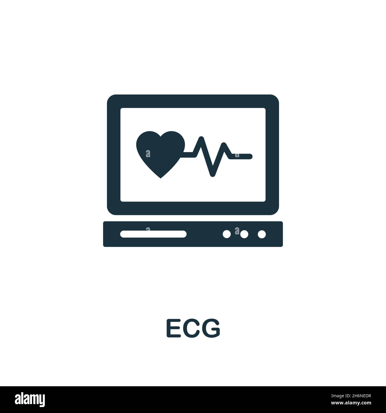 Icône ECG.Panneau monochrome de la collection d'équipement médical ...