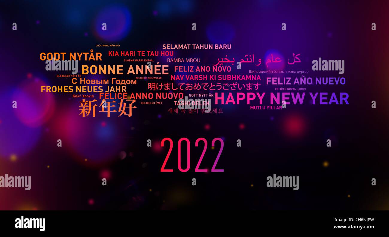 Carte de voeux 2022 bonne année du monde entier dans différentes ...