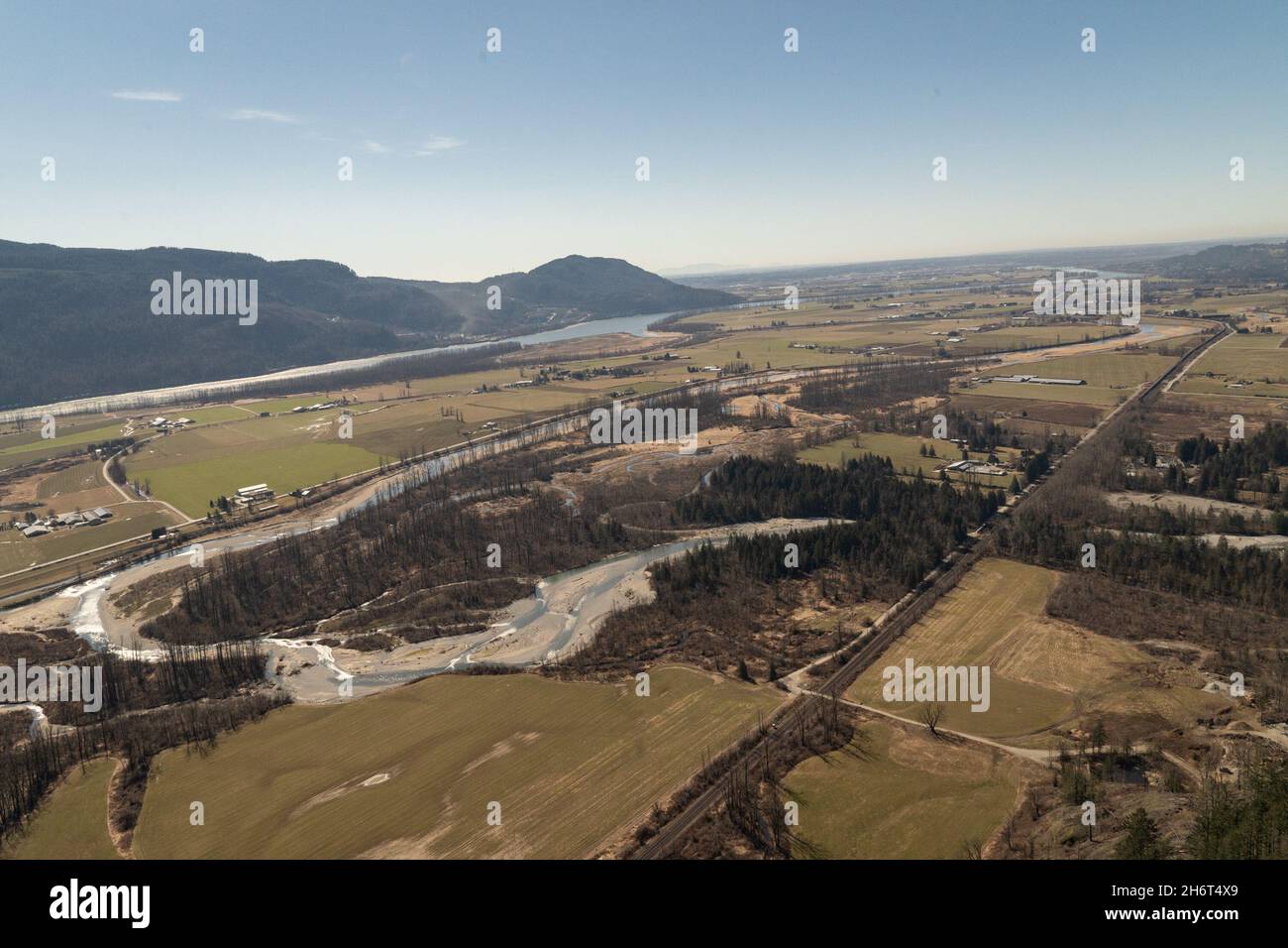 Vue aérienne de la prairie de Sumas et du bassin hydrographique du ...