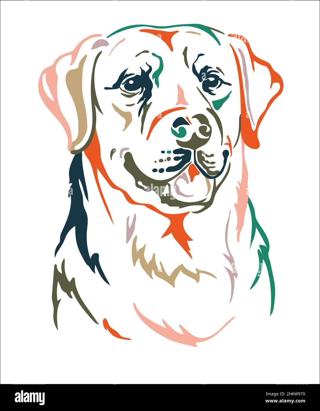 Labrador retriever chien couleur contour portrait.Tête de chien dans la ...