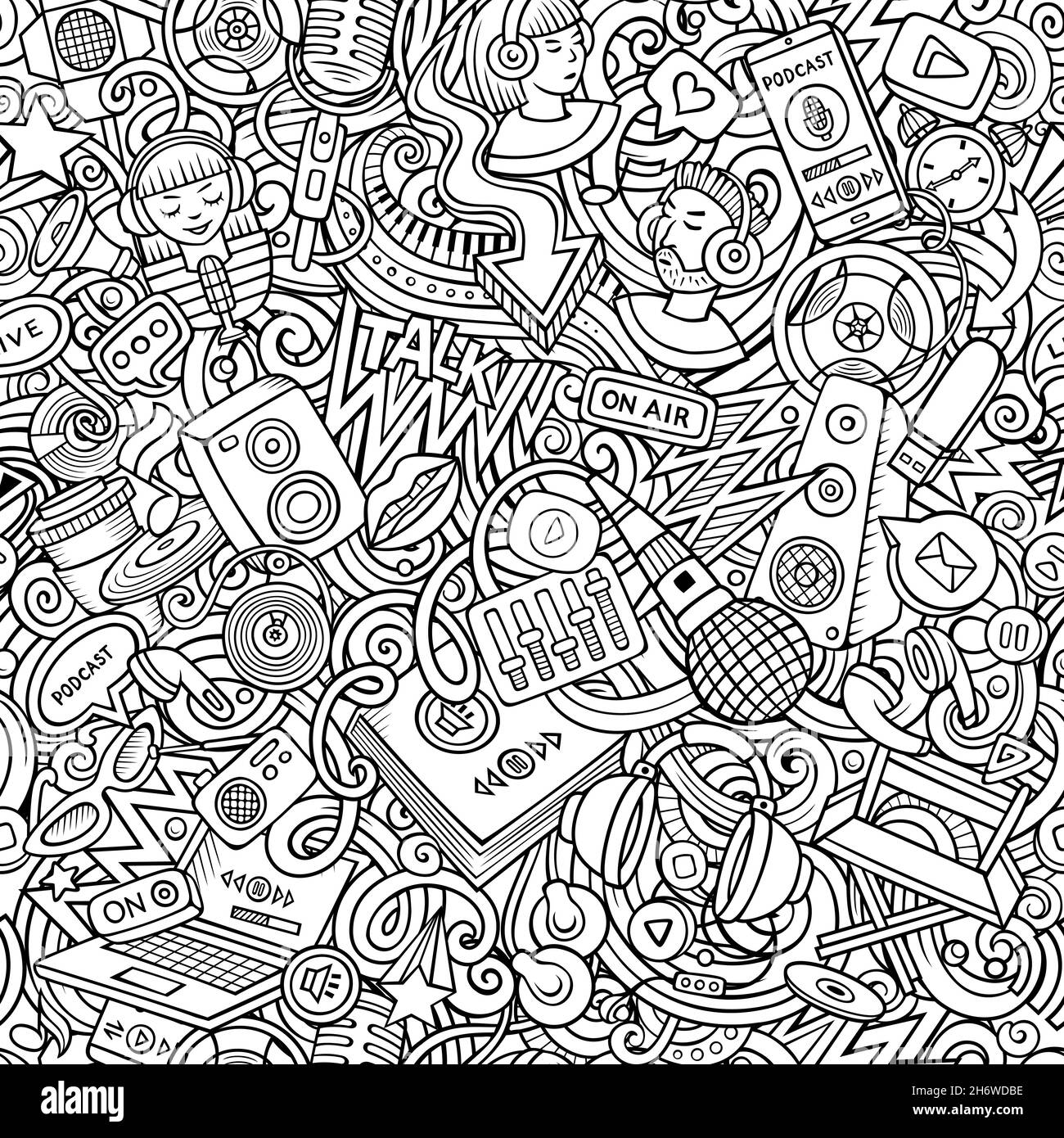 Dessins animés contenu audio motif fluide.Toile de fond avec des ...