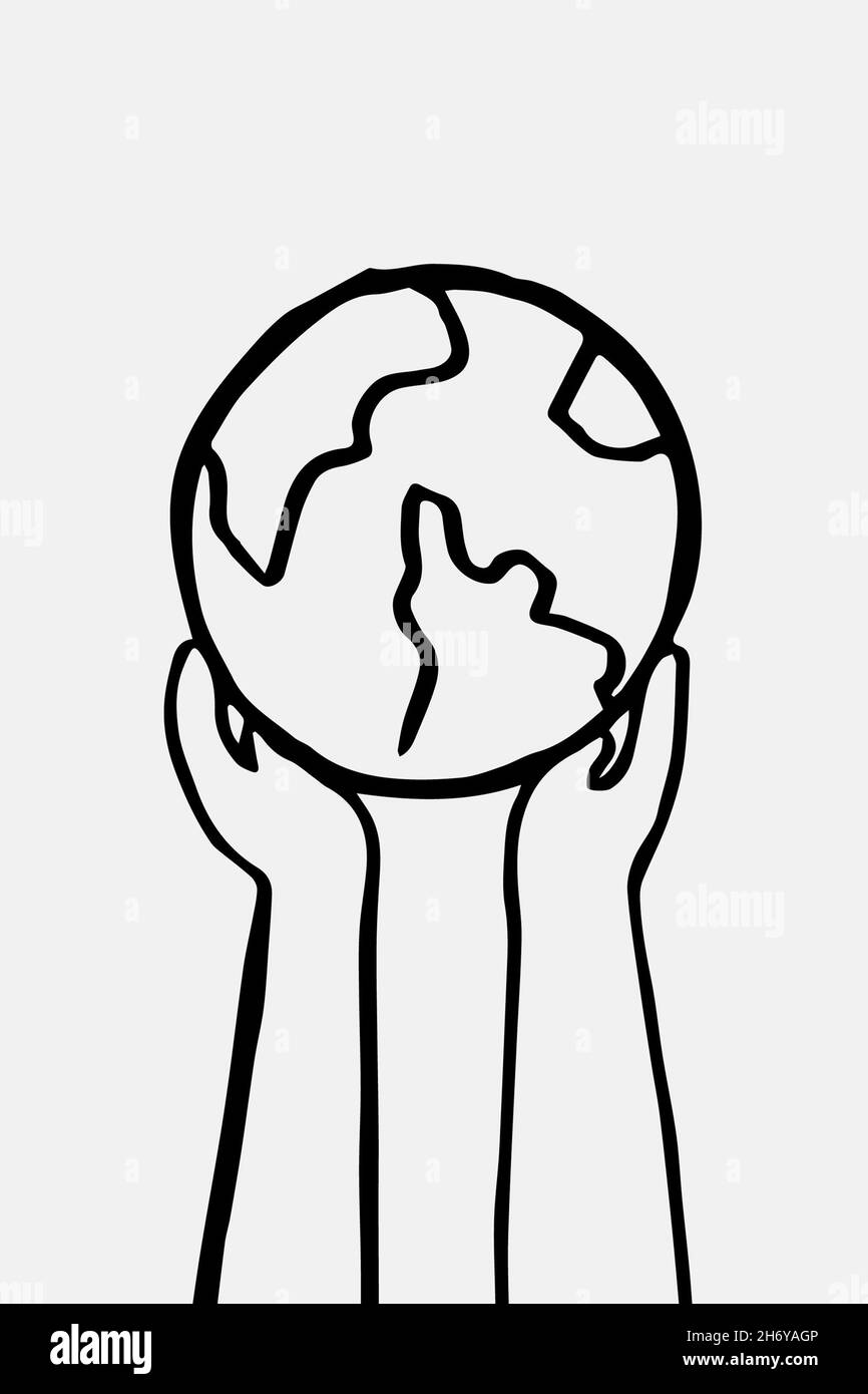Dessin animé de la planète terre Banque d'images noir et blanc - Alamy