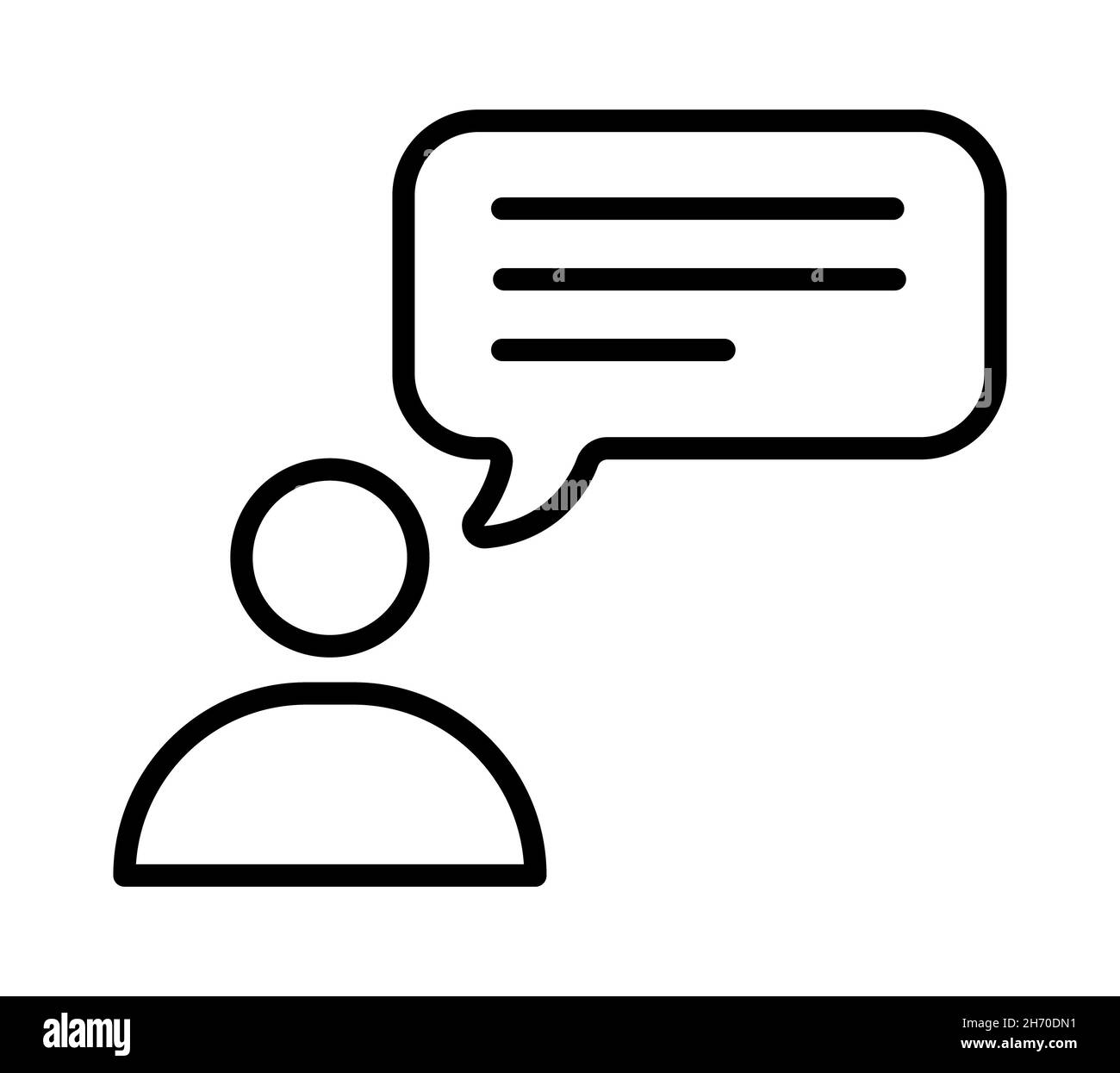 Icône de discussion. Homme parlant avec la bulle de la parole. Contour ...