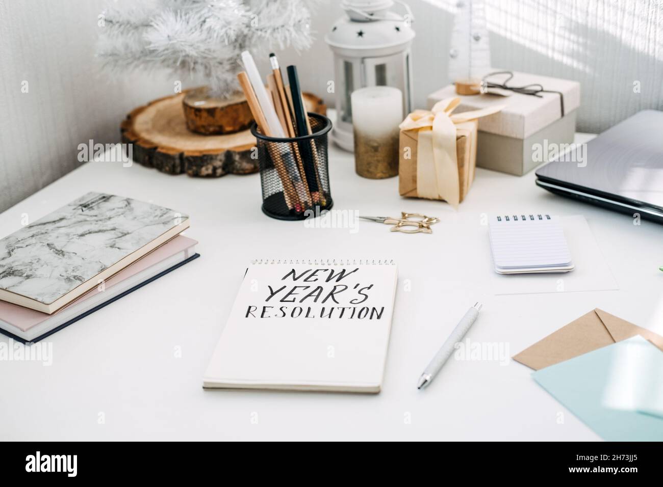 Résolution du nouvel an, nouveaux objectifs.Texte manuscrit résolution ...