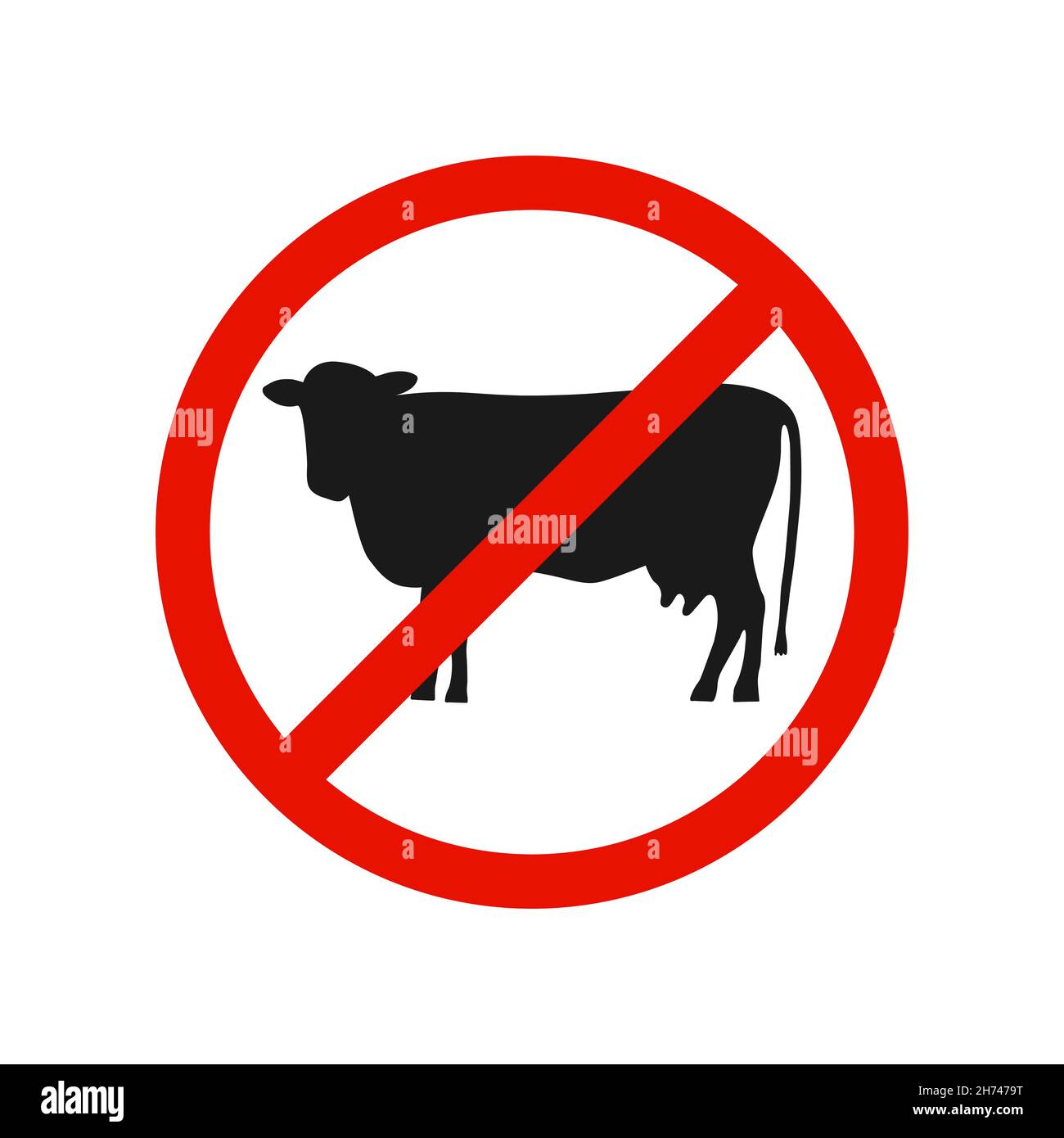 Stop vache rouge vecteur interdit signe isolé sur fond blanc.Panneau ...