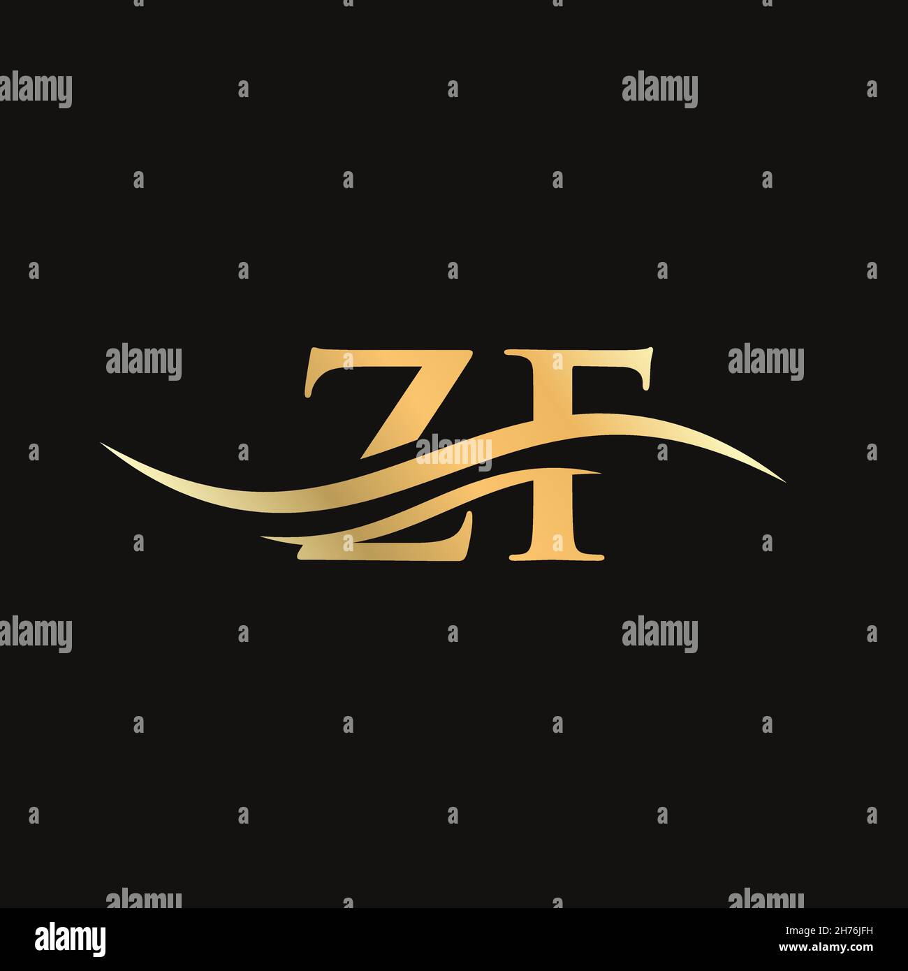 Logo ZF Linked pour l'identité de l'entreprise.Lettre créative ZF logo ...