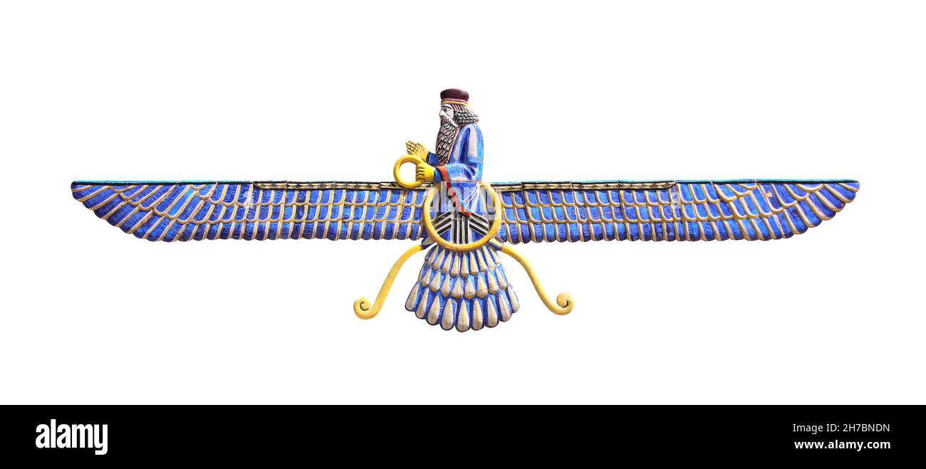 Signe du zoroastrianisme Faravahar (Frahvahar).Symbole zoroastrien ...