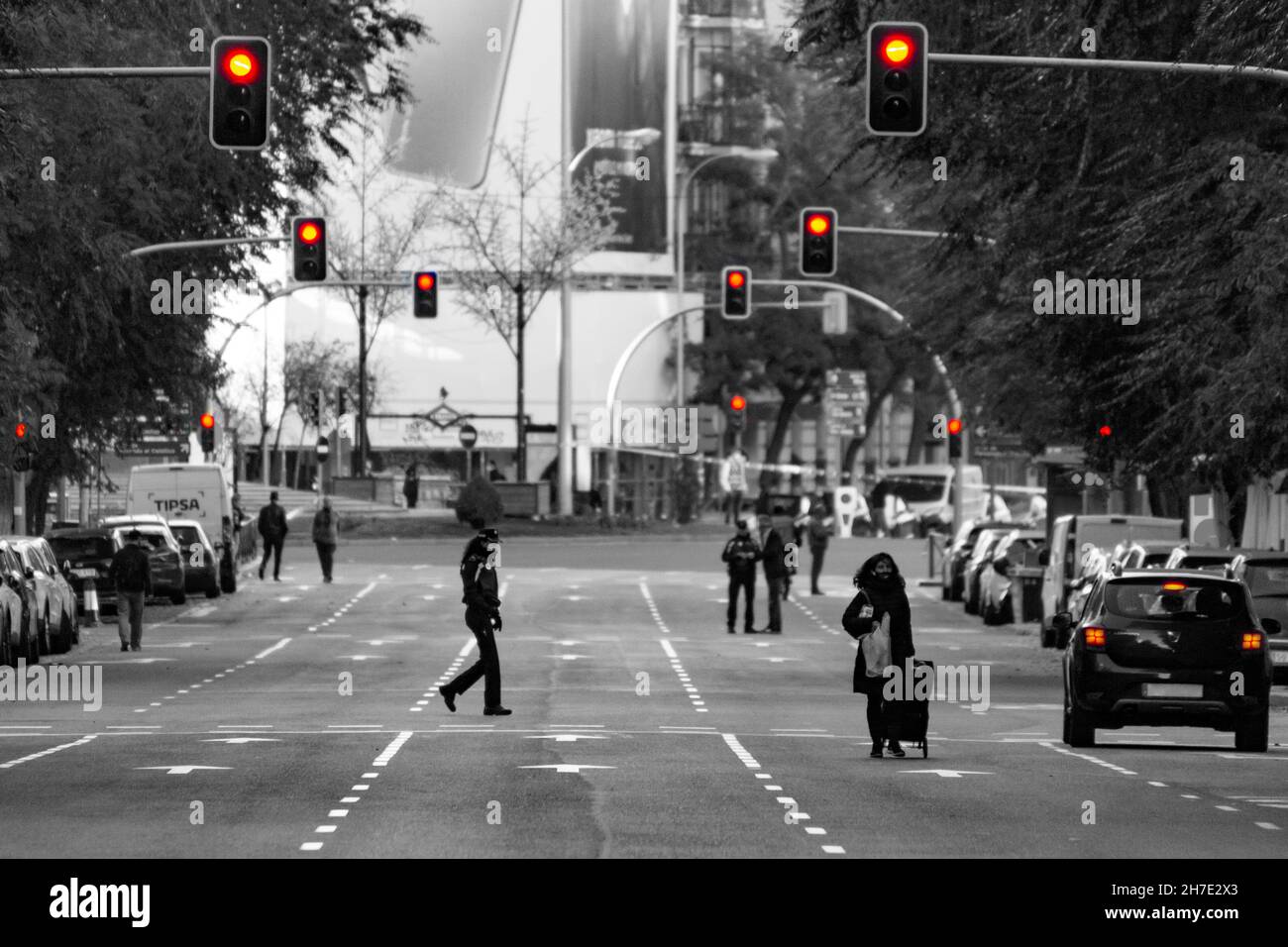 Empty traffic intersection traffic lights Banque de photographies et d ...