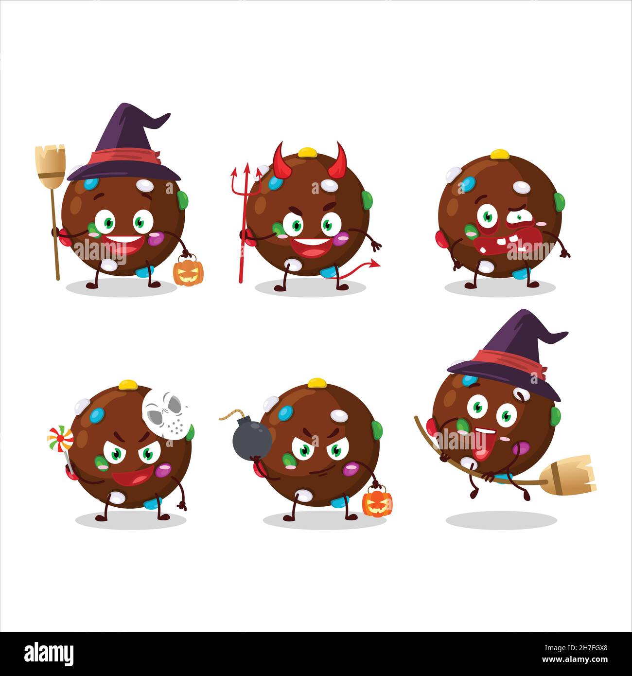 Émoticônes d'expression d'Halloween avec personnage de dessin animé de ...